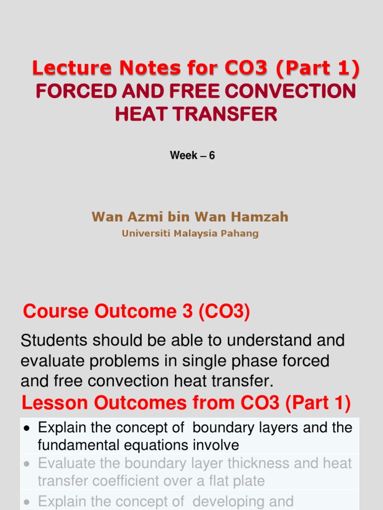 Lecture Notes For Co3 Part 1 Forced And Free Convection Heat Transfer Pdf Boundary Layer