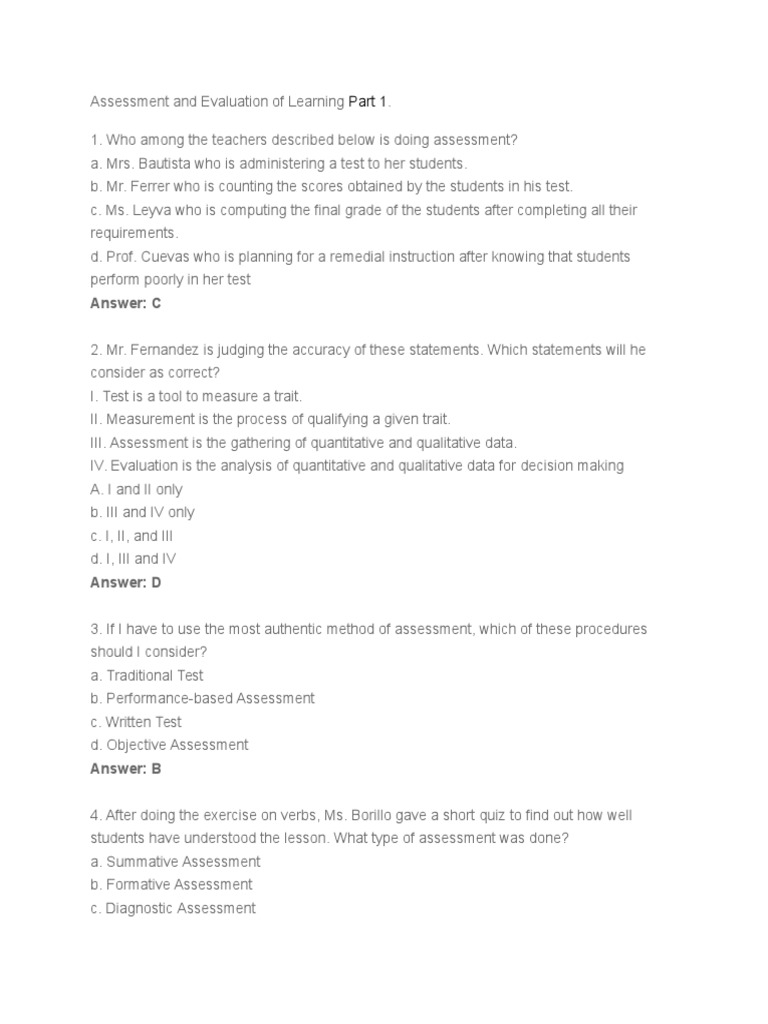 Assessment and Evaluation of Learning 1 | PDF | Educational Assessment ...