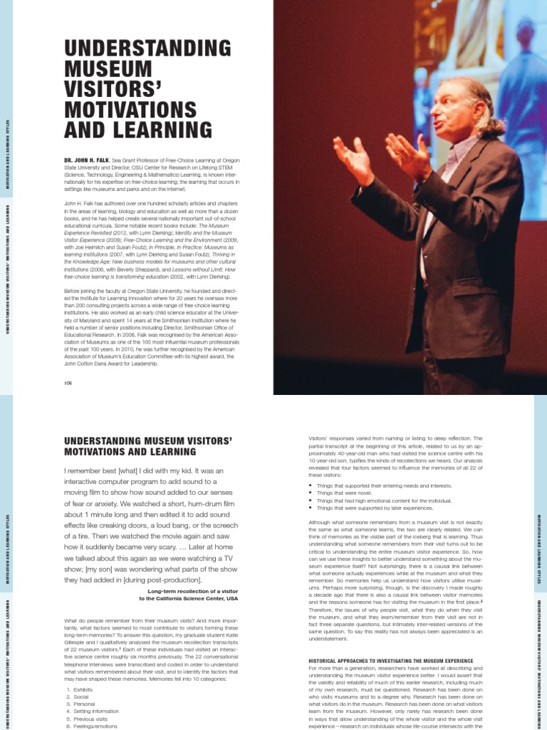 John Falk Understanding Museum Visitors Motivations and Learning ...