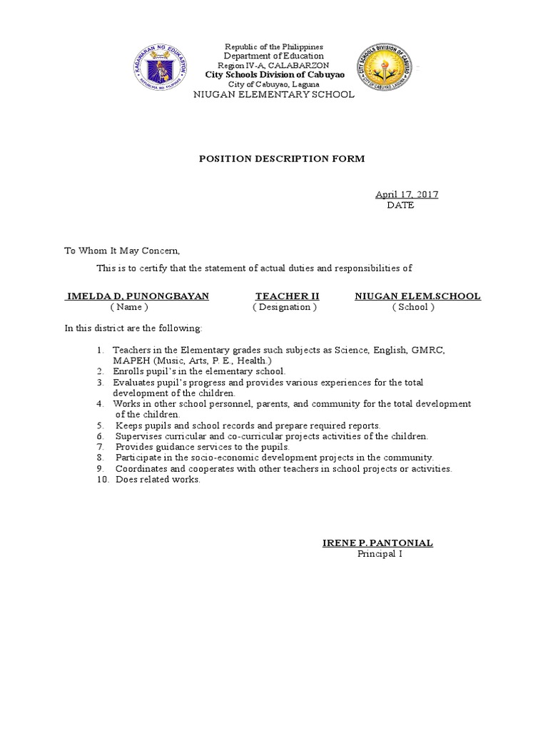 Position Description Form | PDF