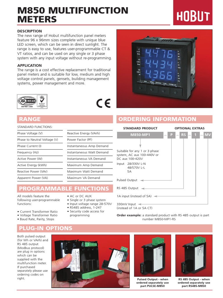 Hobut M850 Multifunction Meter Overview | PDF | Ac Power | Power (Physics)