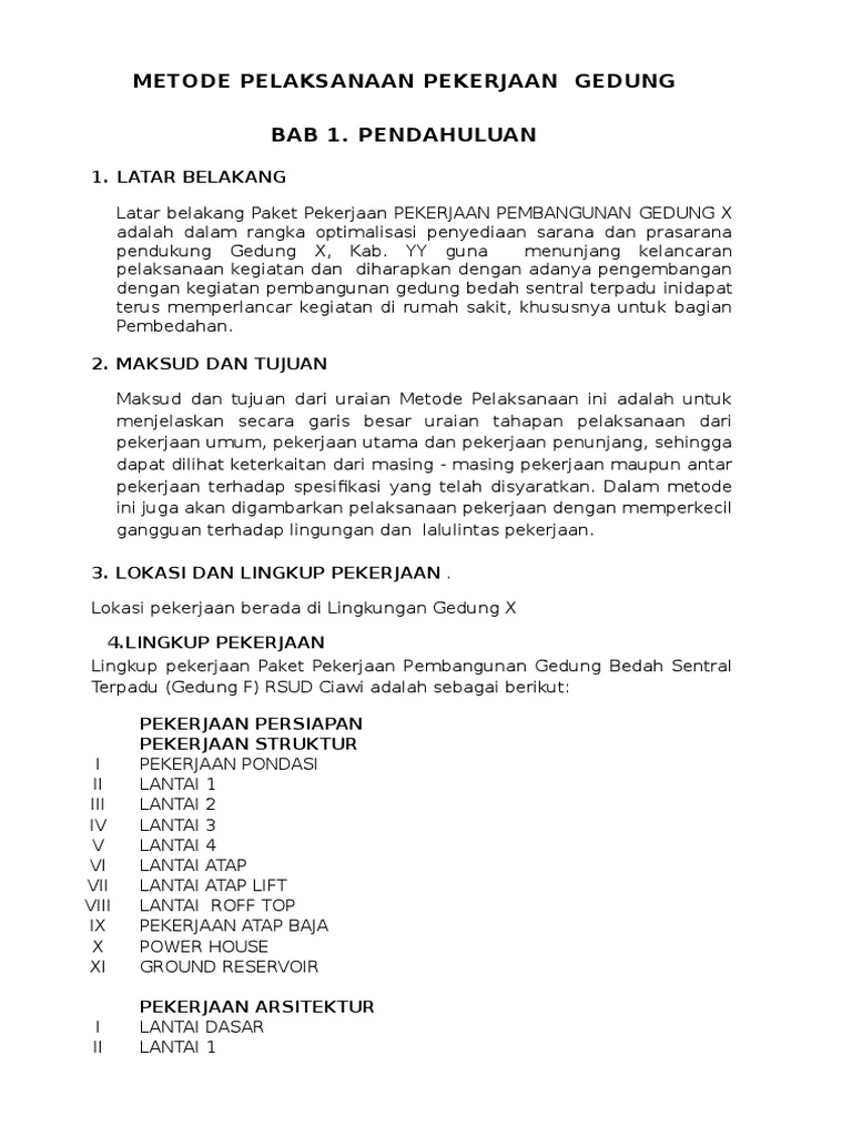 Metode Pelaksanaan Gedung | PDF