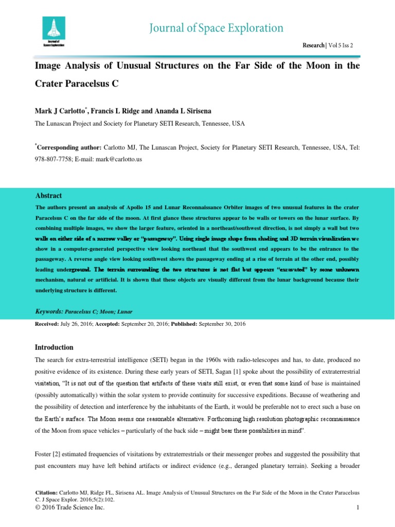Image Analysis of Unusual Structures On The Far Side of The Moon in The ...