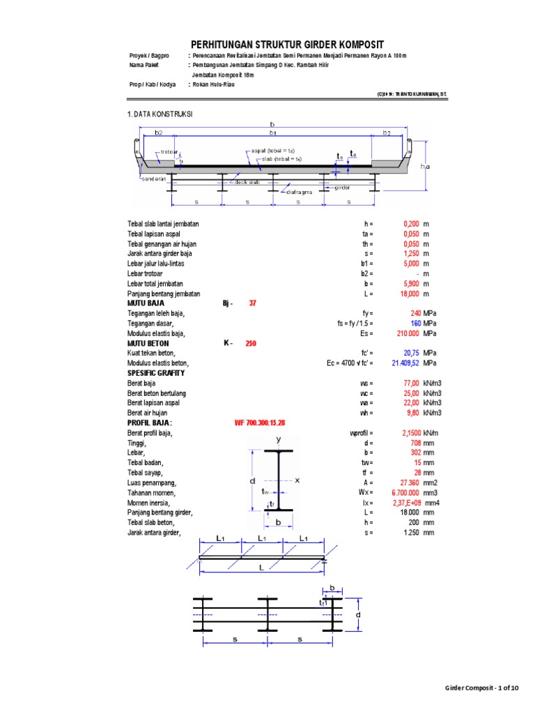 Panduan Perhitungan Struktur Girder Komposit PDF | PDF