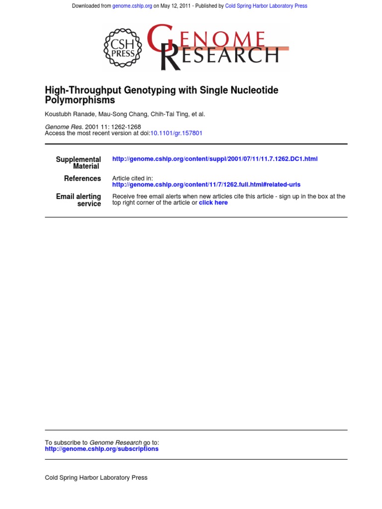 High Throughput Genotyping | PDF | Single Nucleotide Polymorphism | Genotype