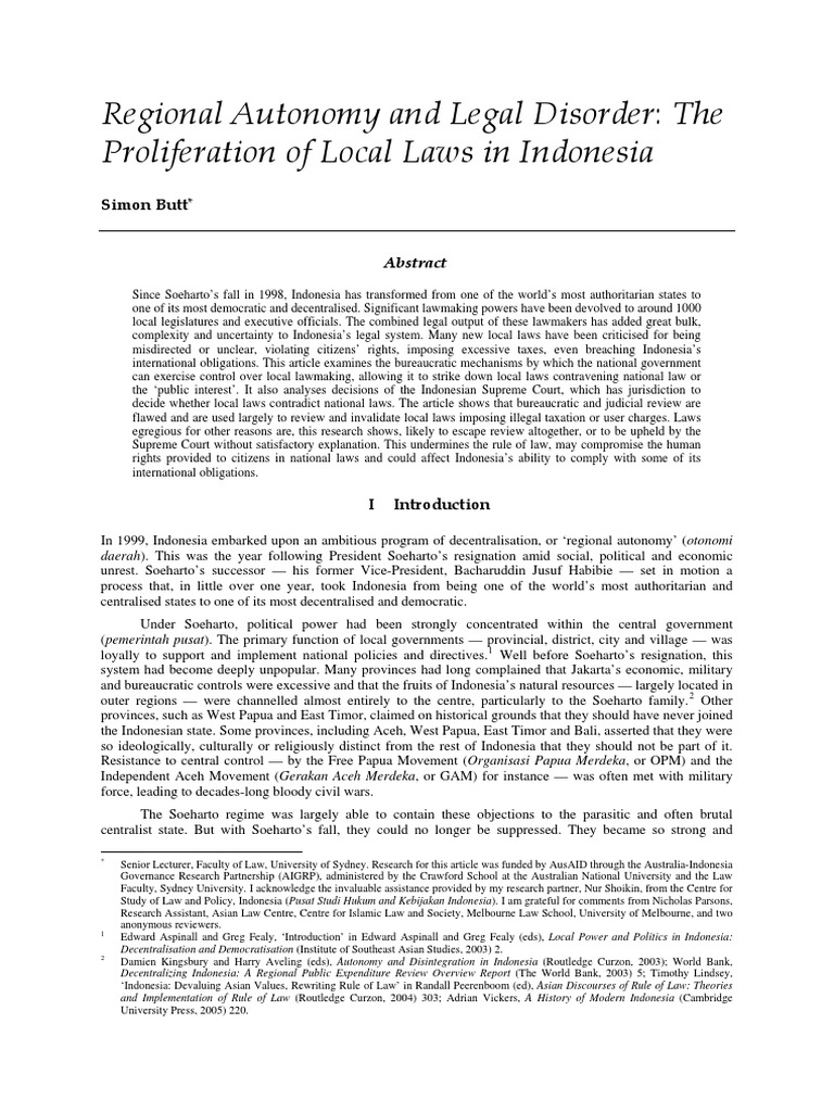 Regional Autonomy and Legal Disorder: The Proliferation of Local Laws ...