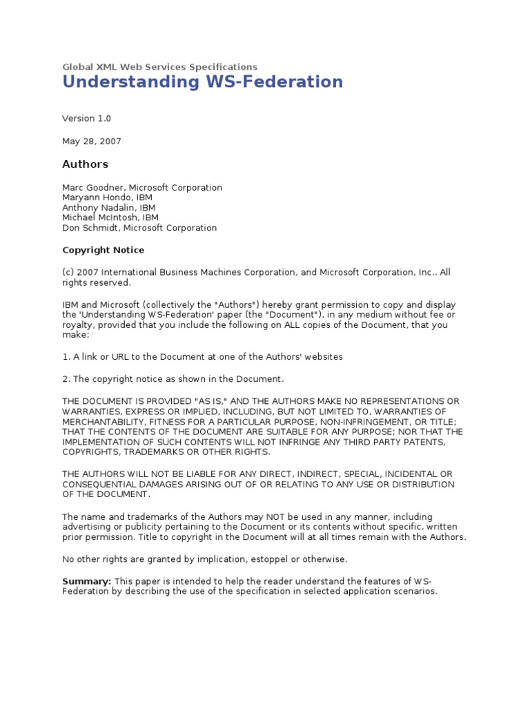 Understanding WS Federation | Download Free PDF | Hypertext Transfer ...