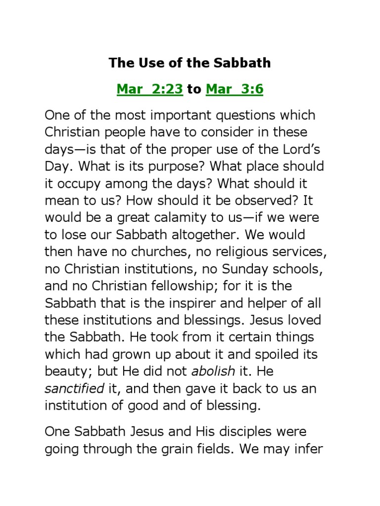 The Use of The Sabbath | PDF | Shabbat | Disciple (Christianity)