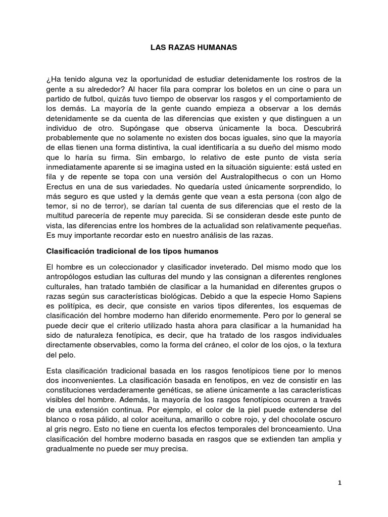 Las Razas Humanas | PDF | Raza (categorización humana) | Homo Sapiens