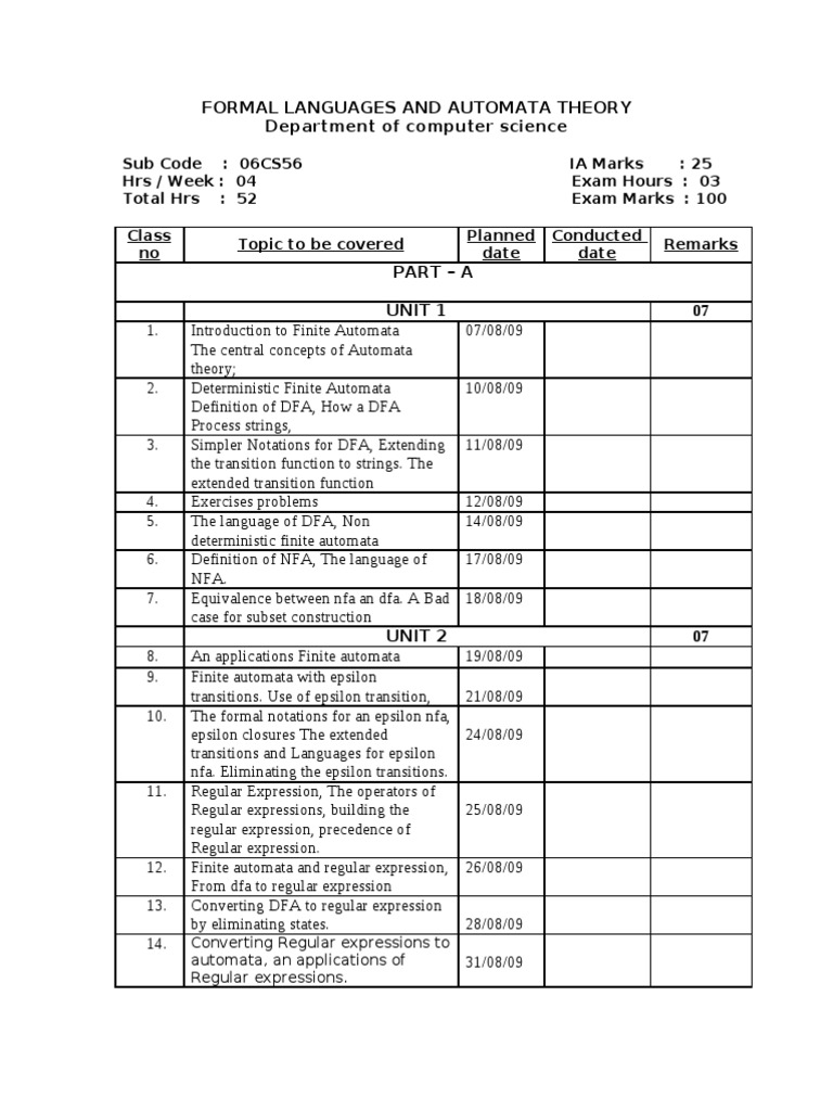 Formal Languages and Automata Theory Department of Computer Science | PDF | Regular Expression ...