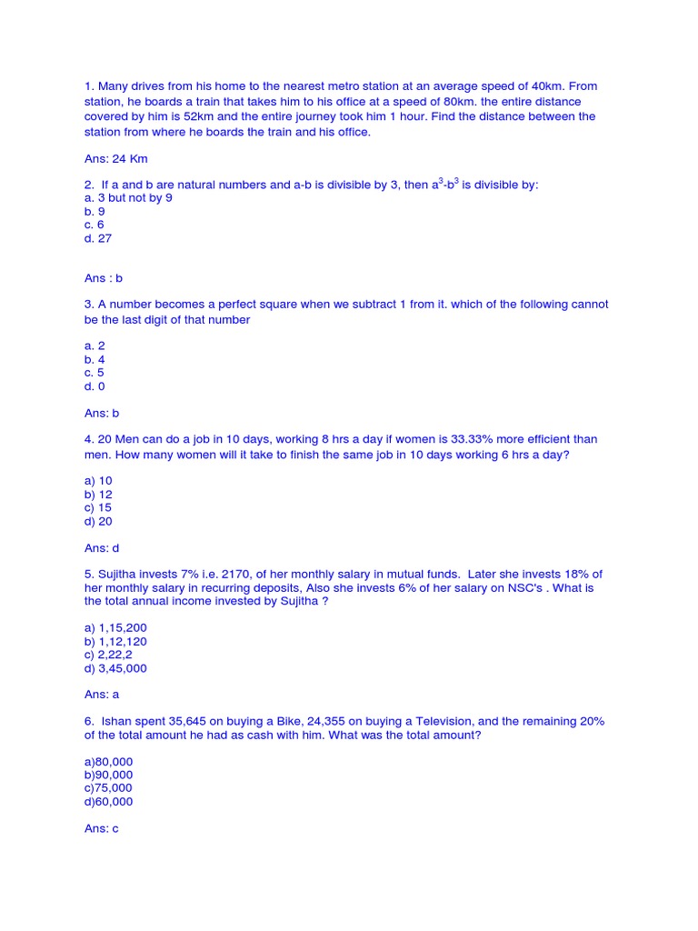 Deloitte Sample Paper | PDF | Logarithm | Speed