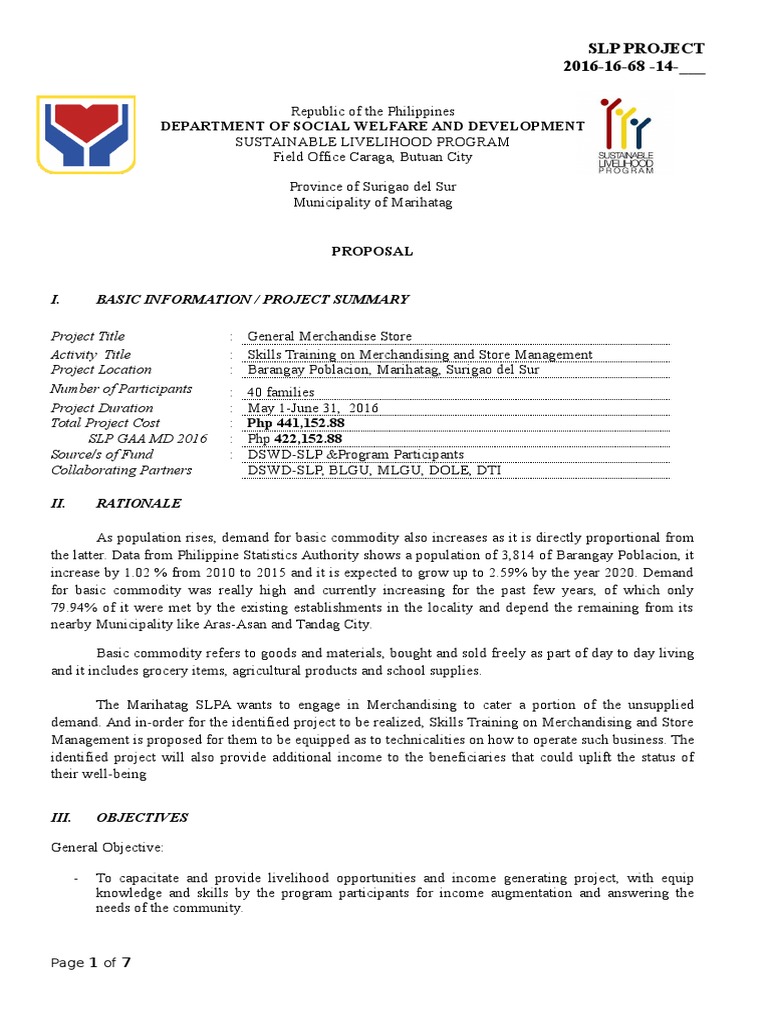 OBOS Project Proposal-Marihatag | PDF | Employment | Business