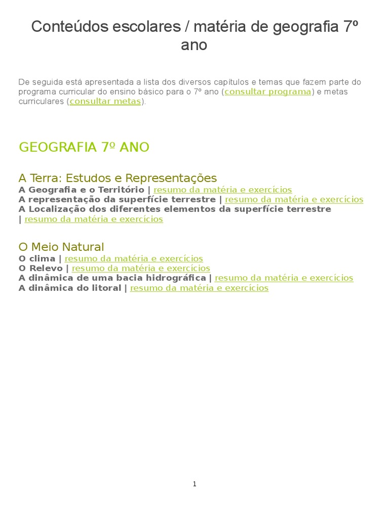 7ºANO GEOGRAFIA | PDF | Geografia | Mapa