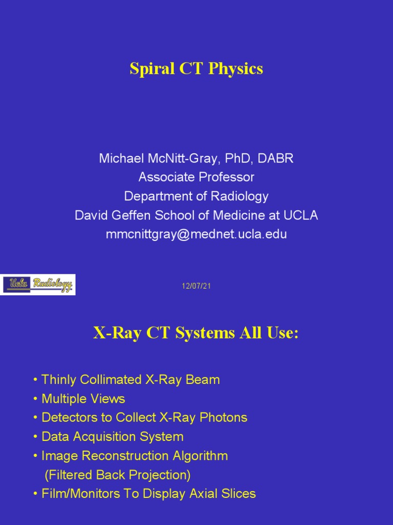 CT Physics Lecture 2 - Spiral CT | PDF | Ct Scan | Radiology