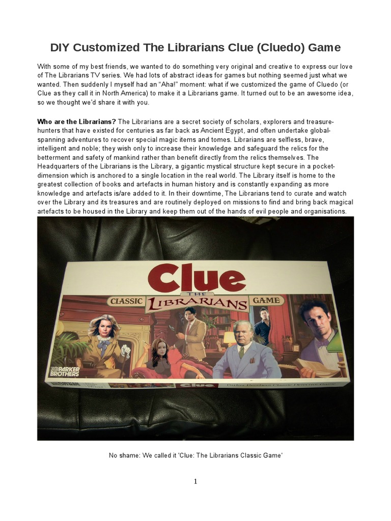 DIY The Librarians Clue Game | PDF | Libraries