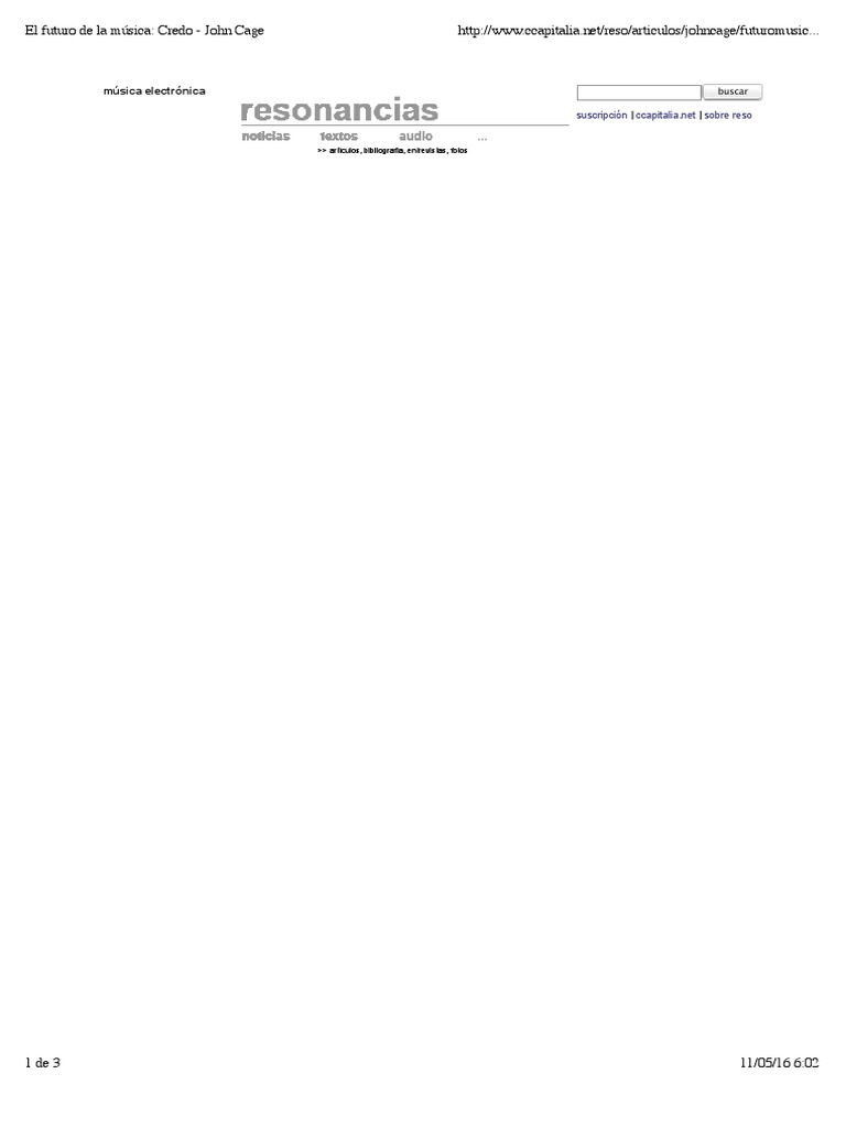 El Futuro de La Música: Credo - John Cage | PDF | Sonido | Ritmo