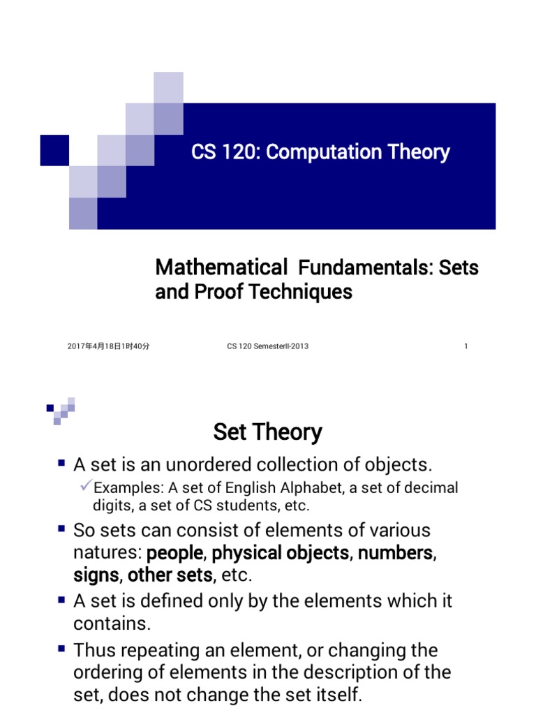 Mathematical: CS 120: Computation Theory | PDF | Set (Mathematics ...