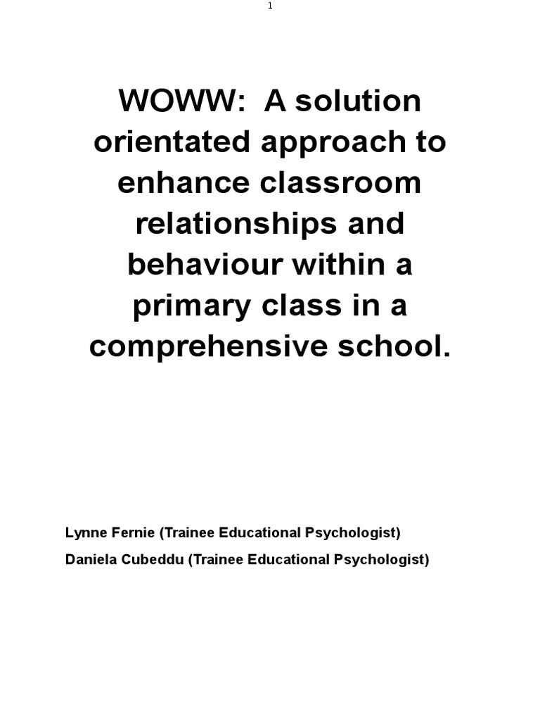 Working On What Works (WOWW) | PDF | Autism Spectrum | Motivation