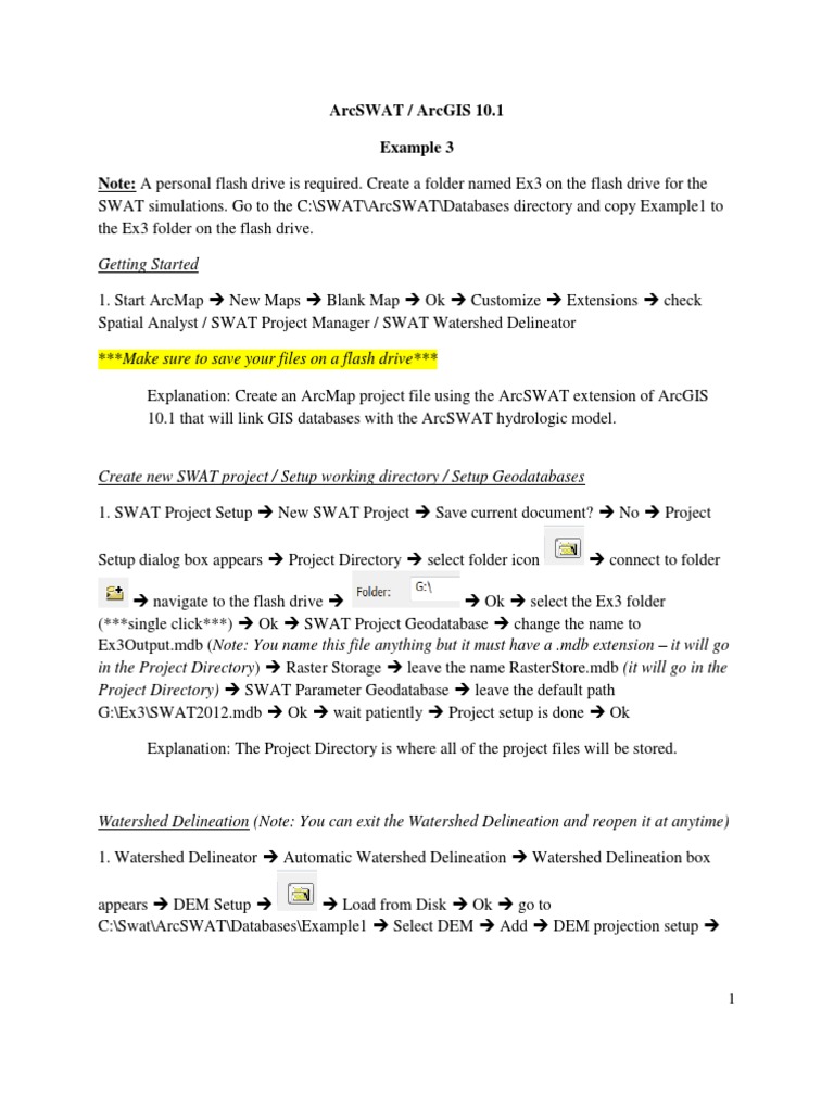 ArcSWAT Instructions Exercise3 SWAT12 | PDF | Geographic Information ...