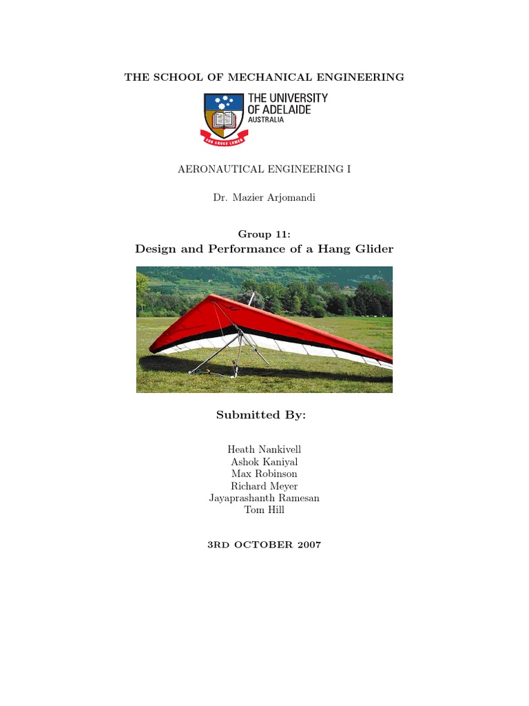 Design and Performance of A Hang Glider: The School of Mechanical ...