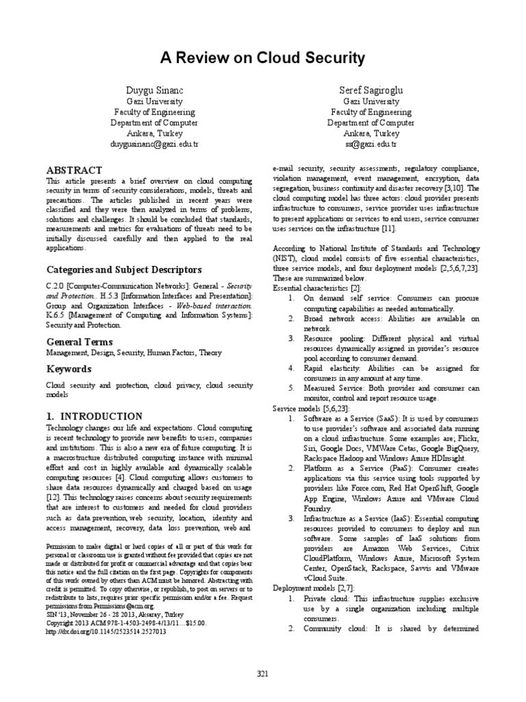 ACM - A Review On Cloud Security | PDF | Cloud Computing | Computer Security
