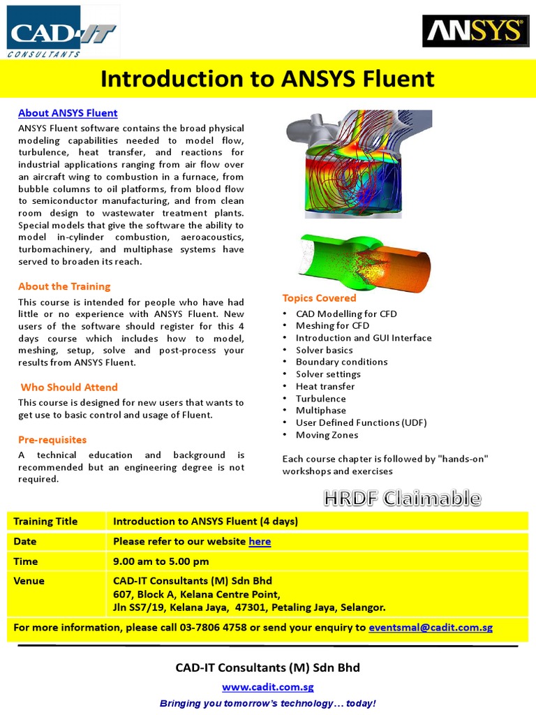 Introduction to ANSYS Fluent Course | PDF | Computational Fluid ...