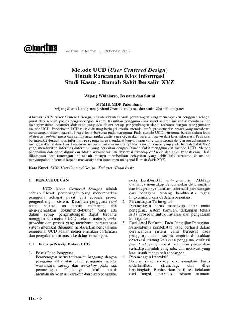 Jurnal Ilmiah Metode UCD (User Centered Design) PDF | PDF