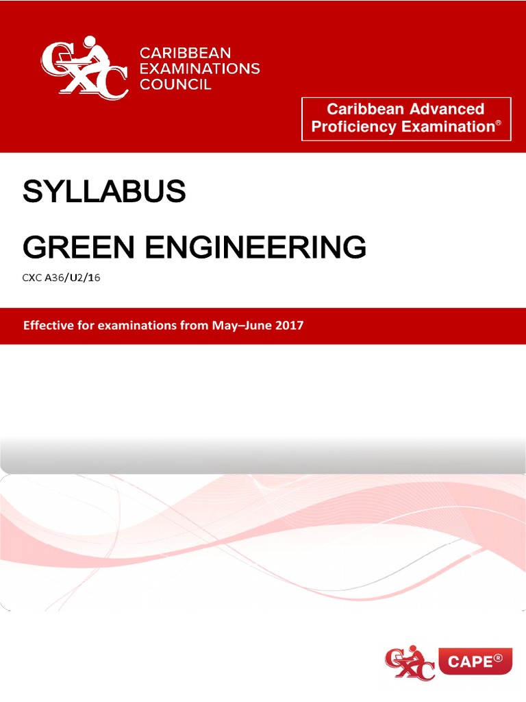 CAPE Green Engineering Syllabus | PDF | Sustainability | Life Cycle Assessment