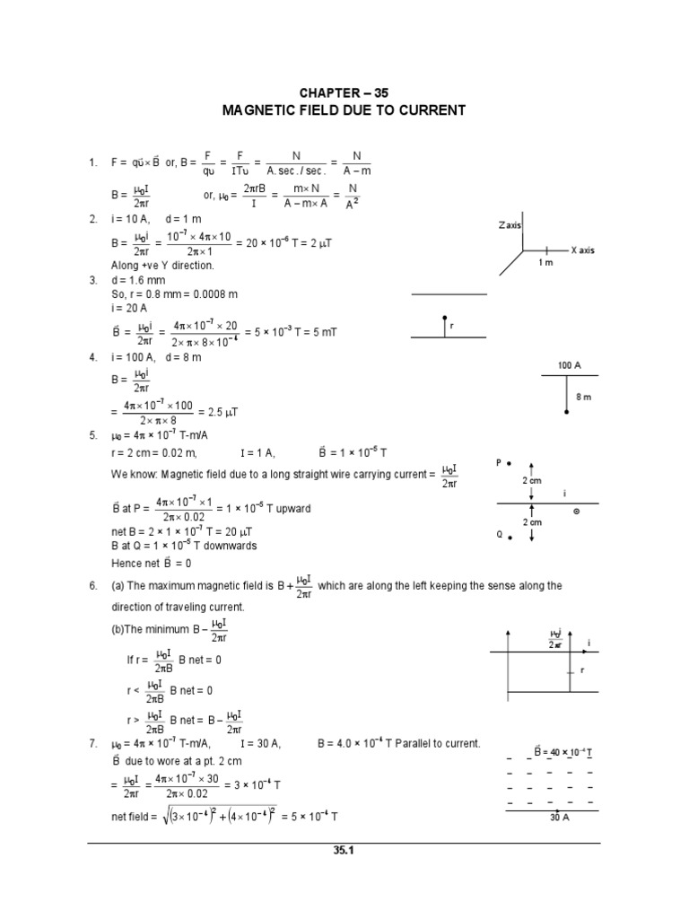 MAGNETIC FIELD DUE TO CURRENT HC Verma Physics PDF | PDF | Stationery ...