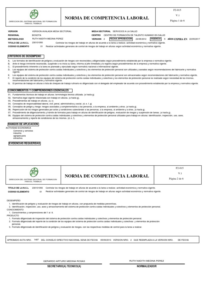 Norma Competencia Laboral Trabajo Seguro en Alturas 230101093 | PDF | Derecho laboral | La seguridad