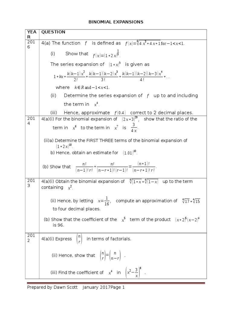 Binomial Expansions | Download Free PDF | Combinatorics | Discrete Mathematics