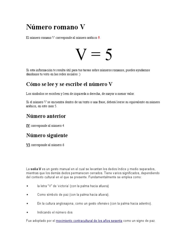 Número Romano V | PDF | Texto | Escritura