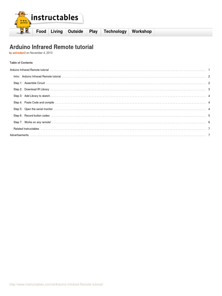 Arduino Infrared Remote Tutorial Pdf Arduino Computer Engineering