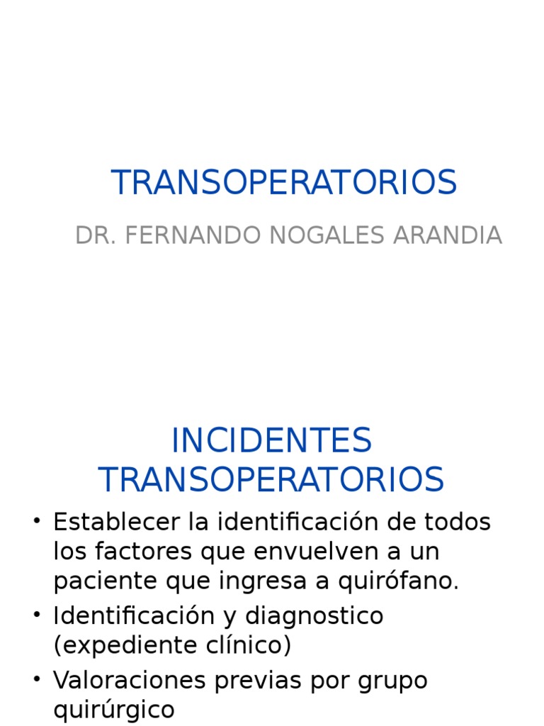 Clase de Transoperatorio | PDF | Anestesia | Hemodinámica