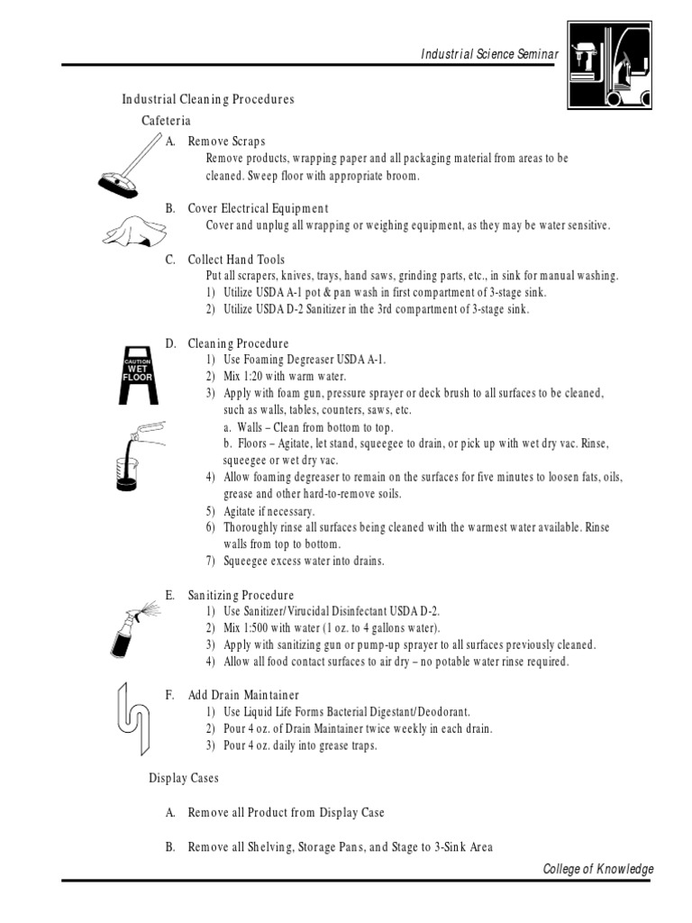 Cafeteria Cleaning Procedure | PDF | Housekeeping | Water