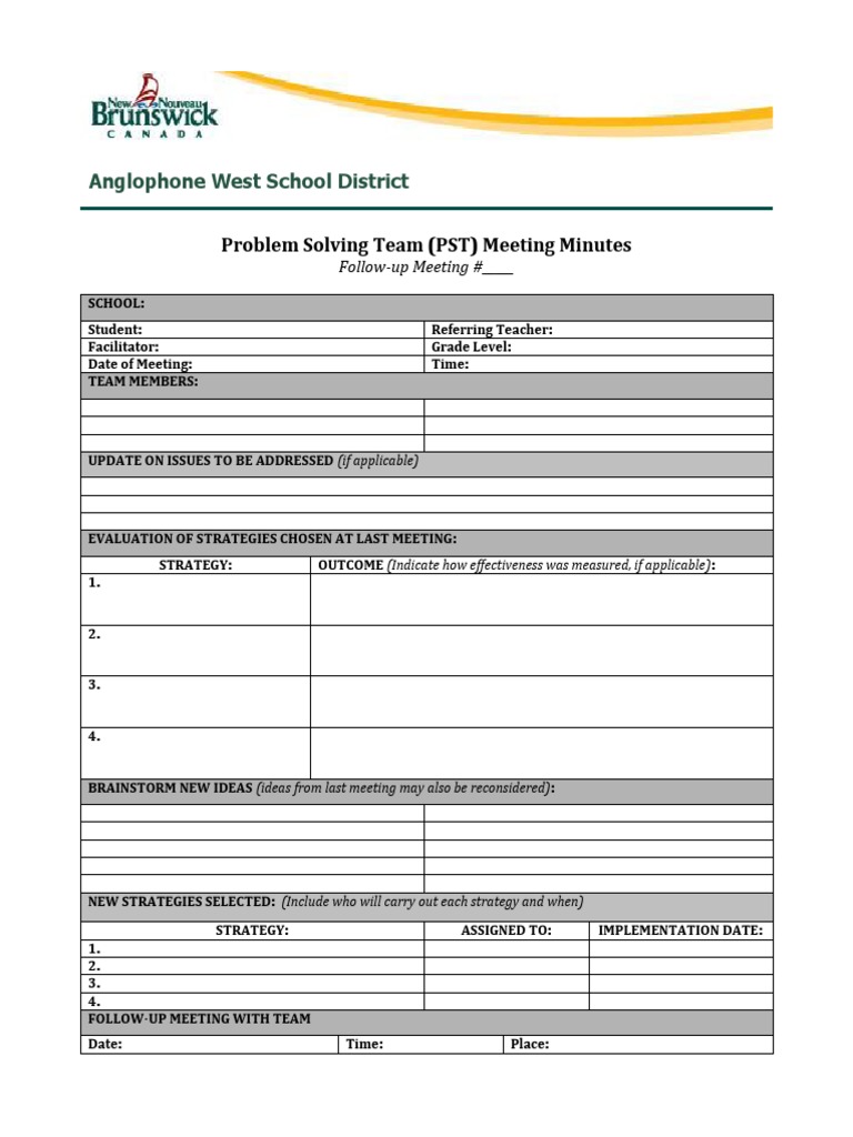 Asd-W Follow Up Problem Solving Meeting Minutes Template | PDF