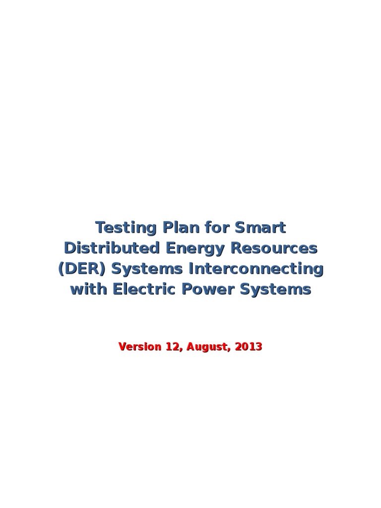 Smart DER Systems Testing Plan Guide | PDF | Safety | Reliability ...