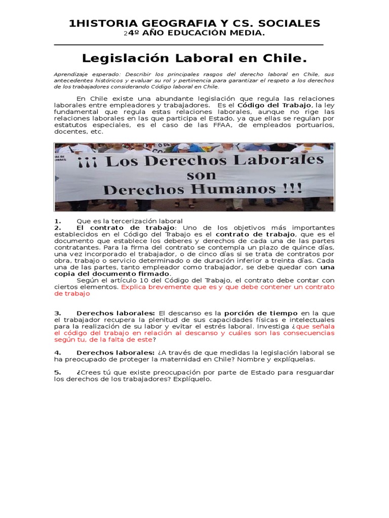 Legislación Laboral en Chile: Claves y Derechos | PDF