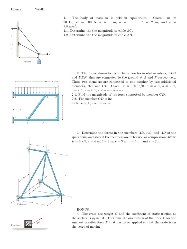 Chapter 6 Review Engineering Statics | PDF | Trigonometric Functions ...