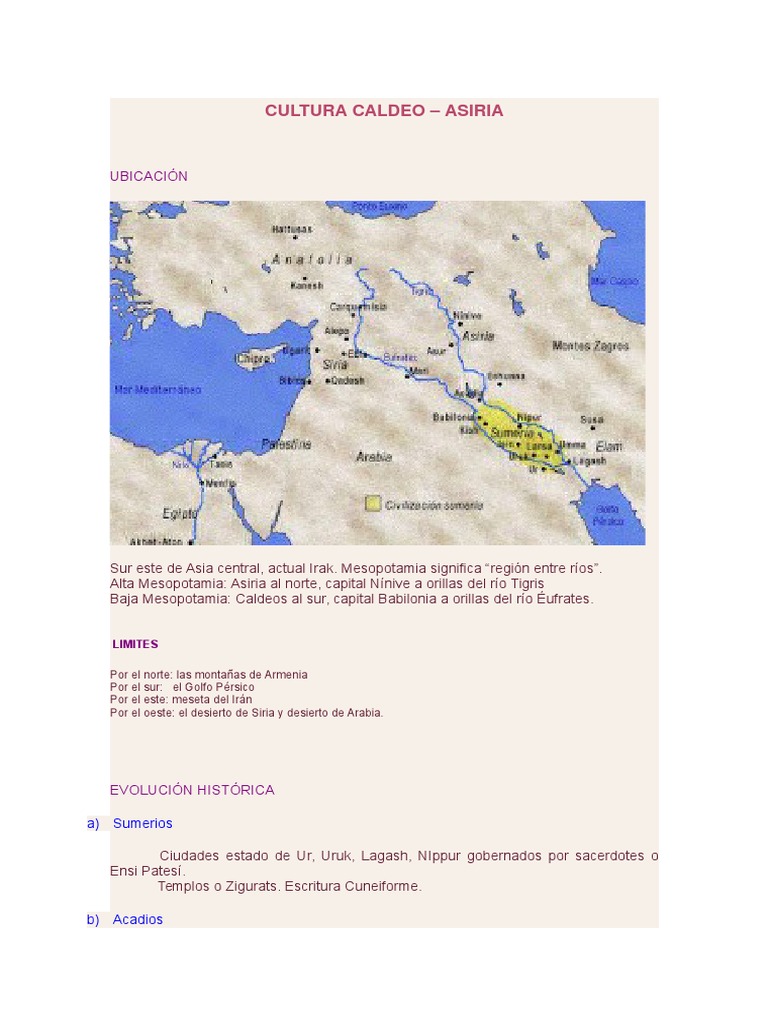 Cultura Caldeo-Asiria en Mesopotamia | PDF | Mesopotamia | Babilonia
