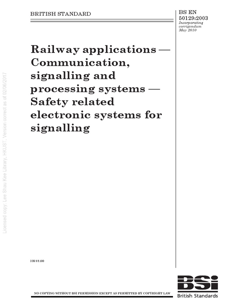 BS en 50129 | PDF | Safety | Reliability Engineering