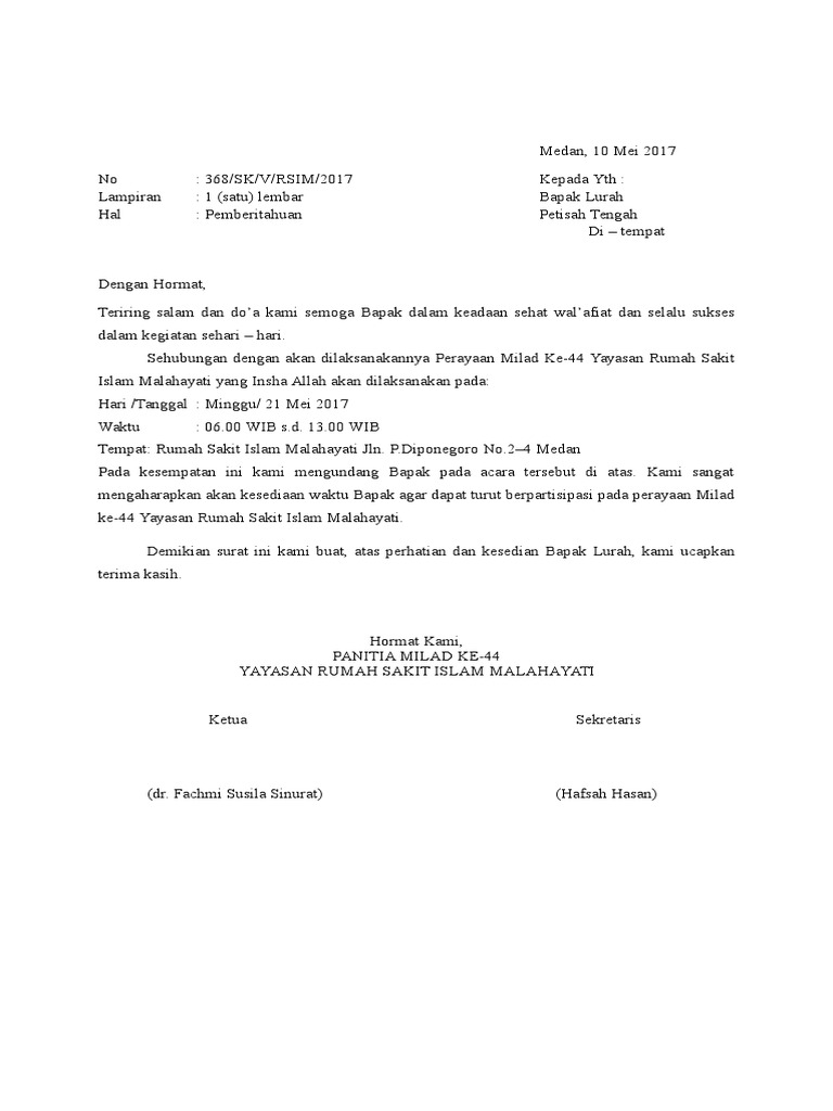 Surat Pemberitahuan Ke Lurah | PDF