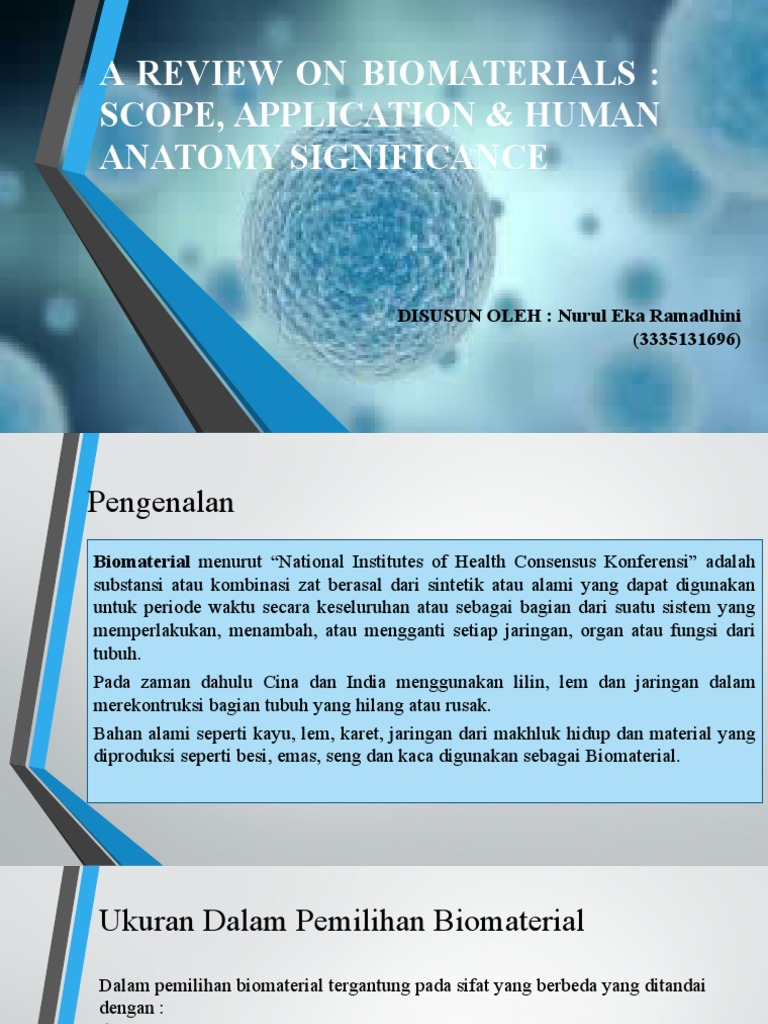 Tinjauan Biomaterial dalam Medis | PDF | Teknologi & Rekayasa