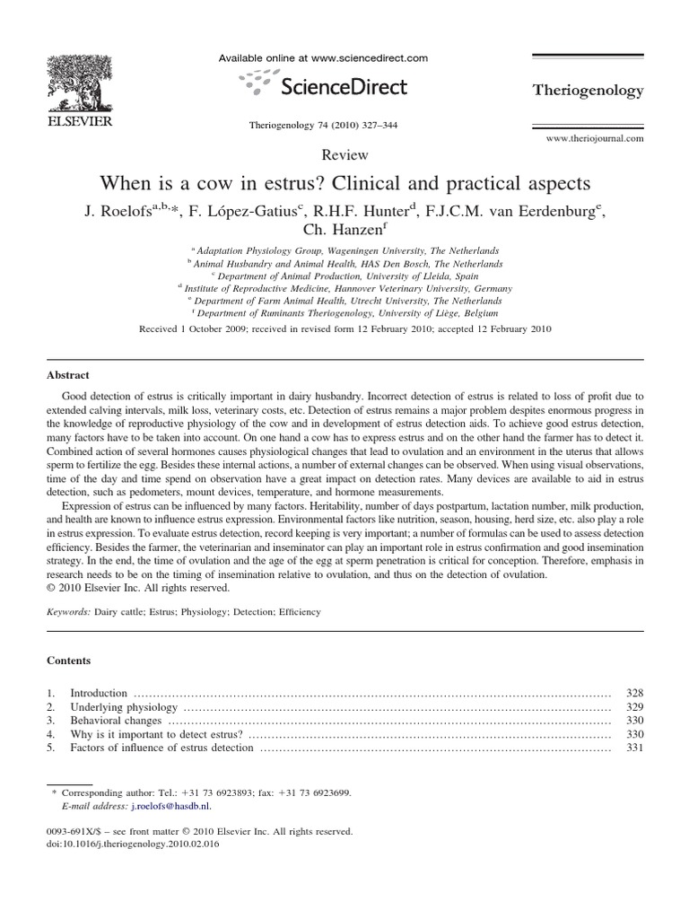 When Is A Cow in Estrus Clinical and Practical Aspects | PDF | Cattle ...