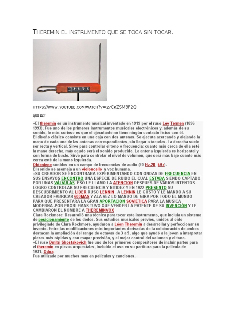 Theremin El Instrumento Que Se Toca Sin Tocar | PDF | Tecnología ...