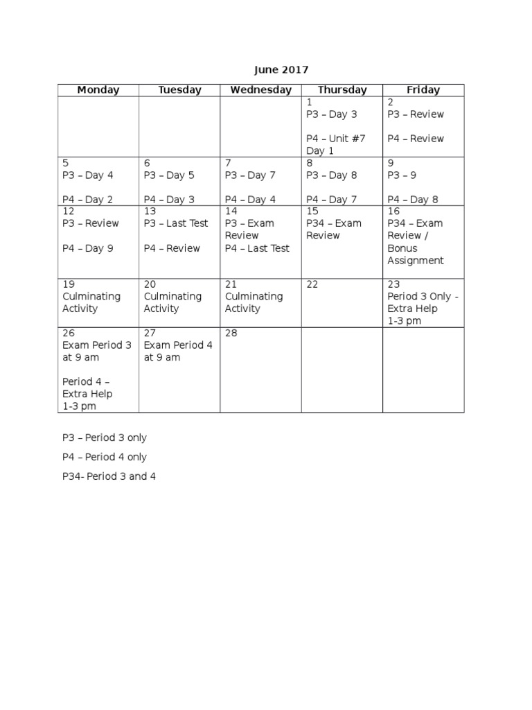June 2017 Class Schedule Overview | PDF