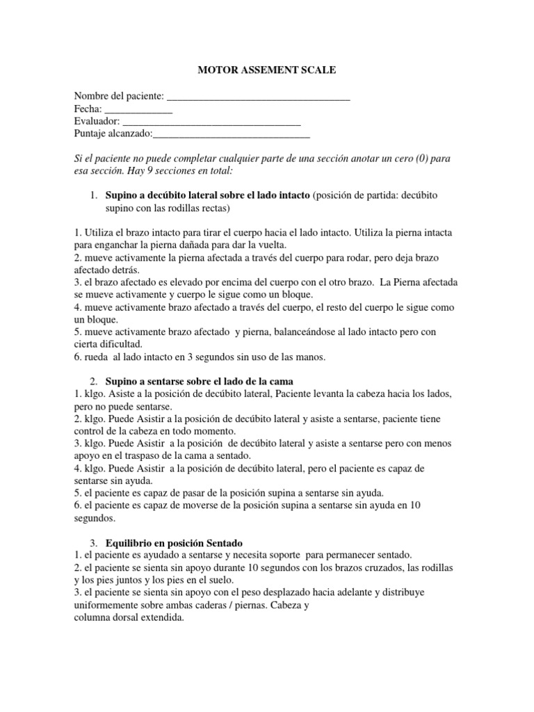 Escala Motora MAS | Pie | Codo