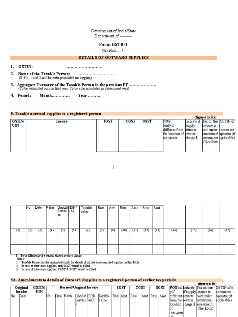 GSTR 1 Format.pdf | Invoice | Value Added Tax