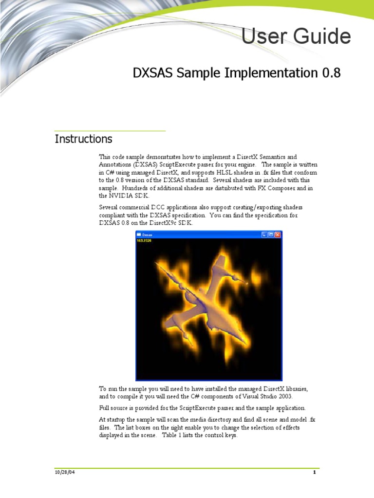 User Guide: DXSAS Sample Implementation 0.8 | PDF | Shader | Trademark