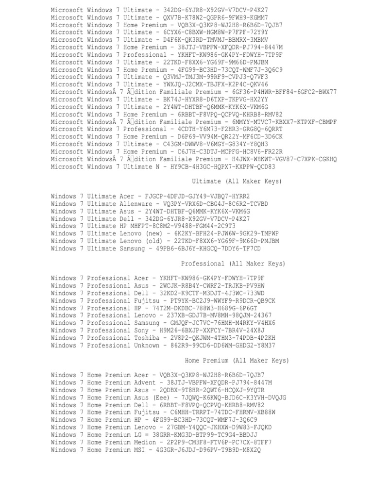 Windows 7 Activatiob Key 2 | PDF | Windows 7 | Microsoft Windows